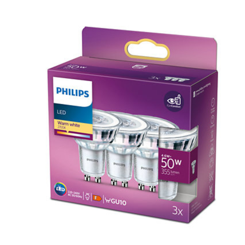 PHILIPS - AMPOULE LED GU10 50W BLANC CHAUD X3 - Les Indispensables au ...
