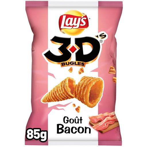 LAY'S- BISCUITS APERITIF GOÛT BACON 3D Paquet de 85g - Apéritif et Chips/Les Biscuits Salés ...