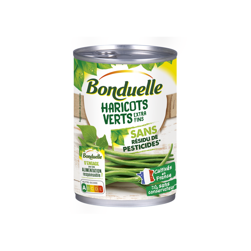 BONDUELLE - HARICOTS VERTS EXTRA FINS Boite de 220g net égoutté ...