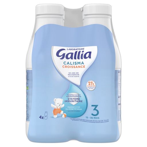 GALLIA - LAIT DE CROISSANCE LIQUIDE CALISMA Pack de 4 bouteilles de 1L ...