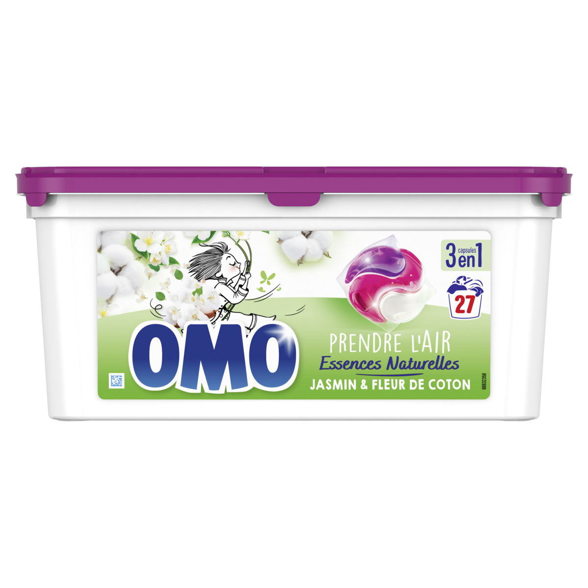 OMO - LESSIVES CAPSULES JASMIN & FLEUR DE COTON Boite de 27 capsules ...