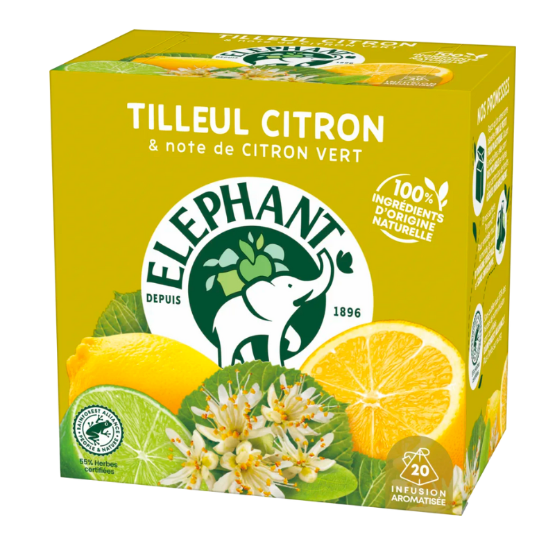 ELEPHANT - INFUSION TILLEUL CITRON 20 sachets - Thé et Infusions Vrac ...