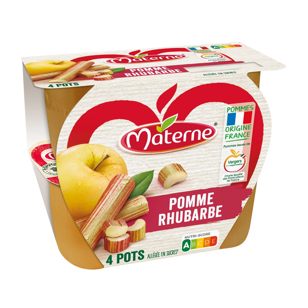 MATERNE - COMPOTE POMME RHUBARBE 4 x 100g - Compotes, Fruits au sirop ...