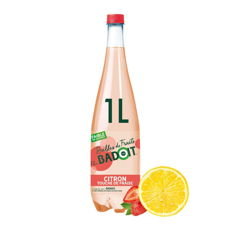 BADOIT - EAU GAZEUSE BULLES DE FRUITS CITRON TOUCHE DE FRAISE Bouteille ...