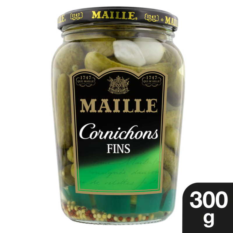 MAILLE - CORNICHONS FINS Pot de 300g - Huiles, vinaigres, Condiments ...