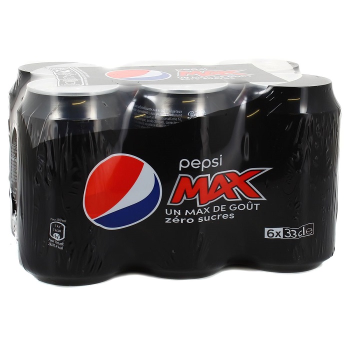 PEPSI MAX - SANS SUCRE Pack de 6 canettes de 33cl - Sirops, Boissons ...