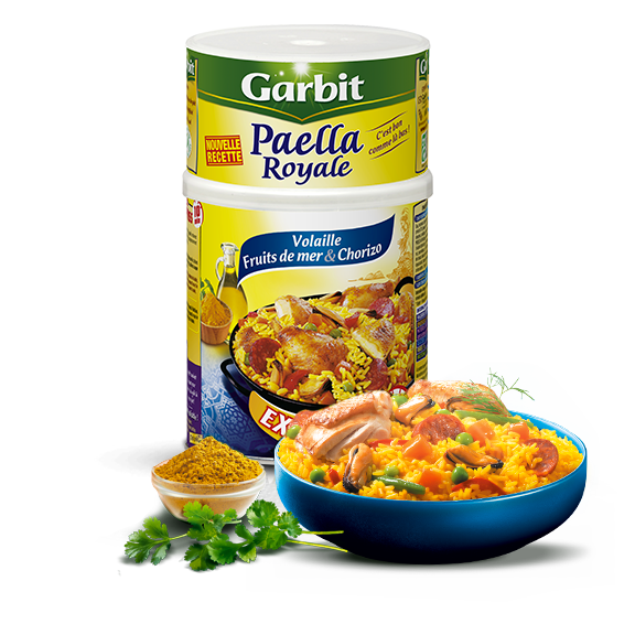 GARBIT - PAËLLA ROYALE VOLAILLE, FRUITS DE MER, CHORIZO Boite de 940g ...