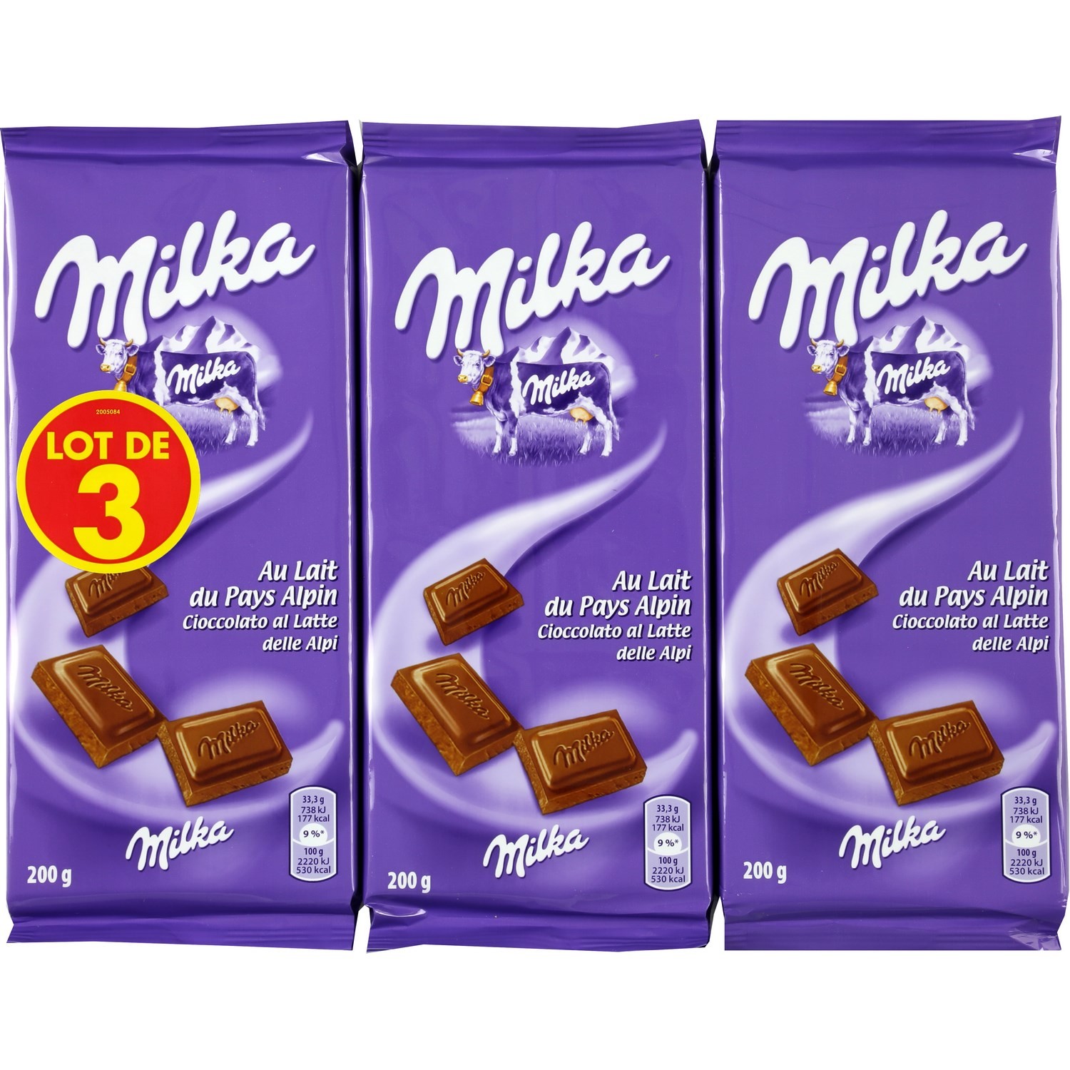 MILKA - CHOCOLAT AU LAIT DU PAYS ALPIN Tablette de 200g - Confiseries ...