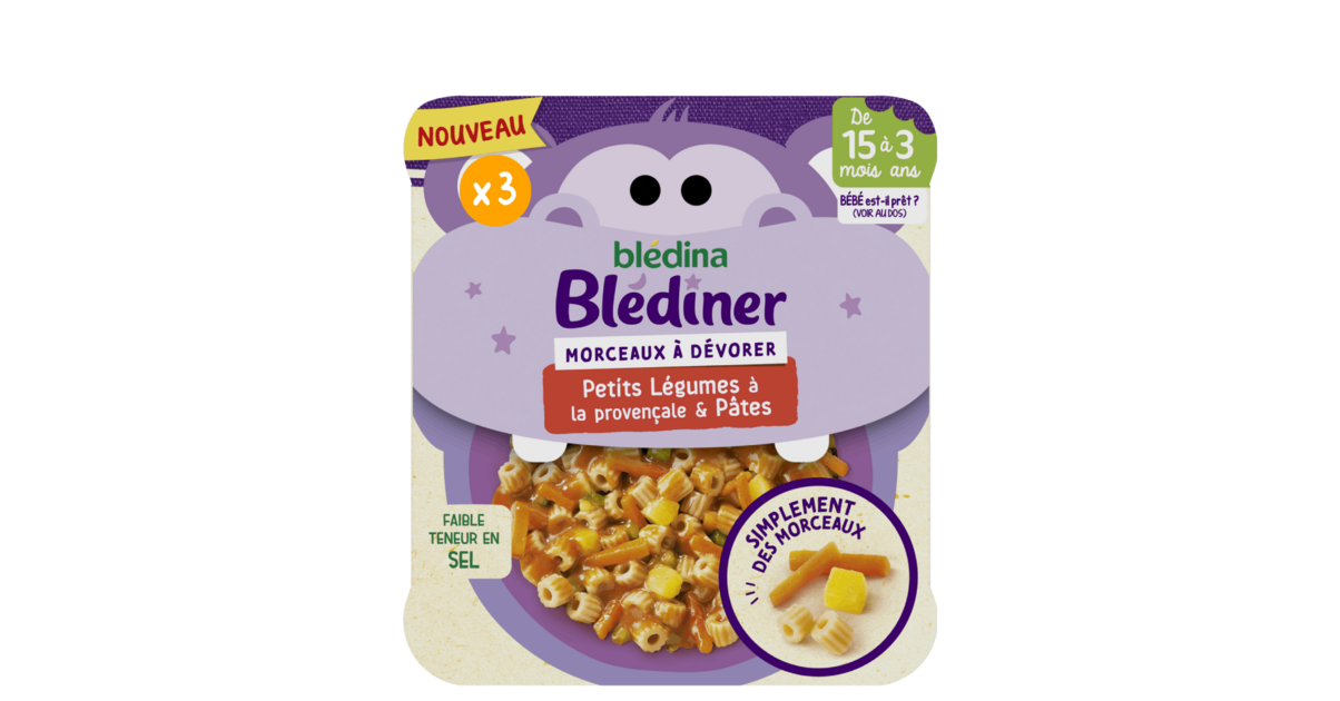 BLEDINA - MORCEAUX A DEVORER LEGUMES A LA PROVENCALE ET PATES DES 15 ...