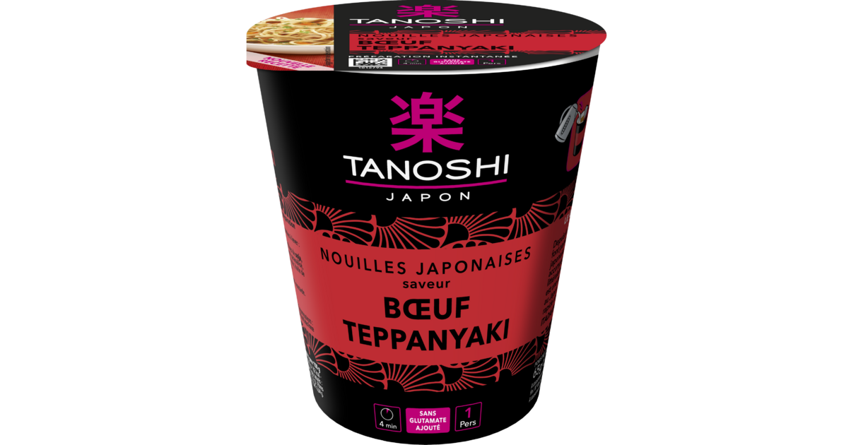 TANOSHI - NOUILLES INSTANTANEES AU BOEUF TEPPANYAKI Boite de 65g ...