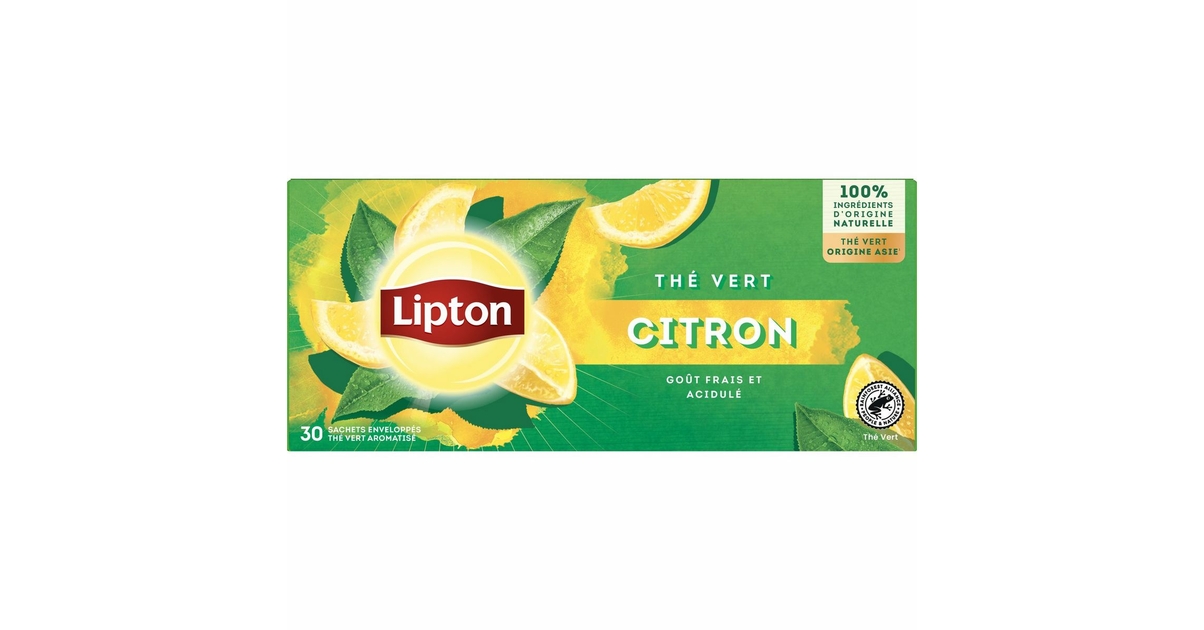 LIPTON - THE VERT CITRON 30 sachets - Thé et Infusions Vrac, Sachets et ...