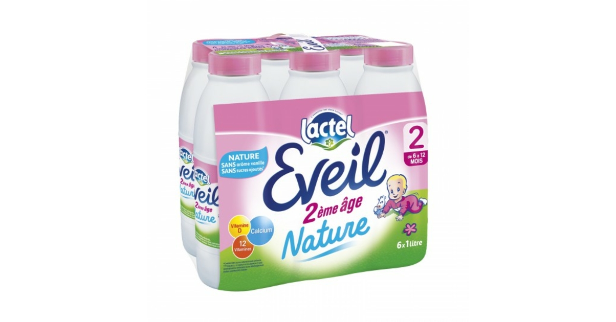 LACTEL - LAIT LIQUIDE BEBE 2ème AGE EVEIL Pack de 6 bouteilles de 1L ...