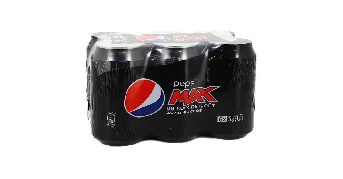 PEPSI MAX - SANS SUCRE Pack de 6 canettes de 33cl - Sirops, Boissons ...