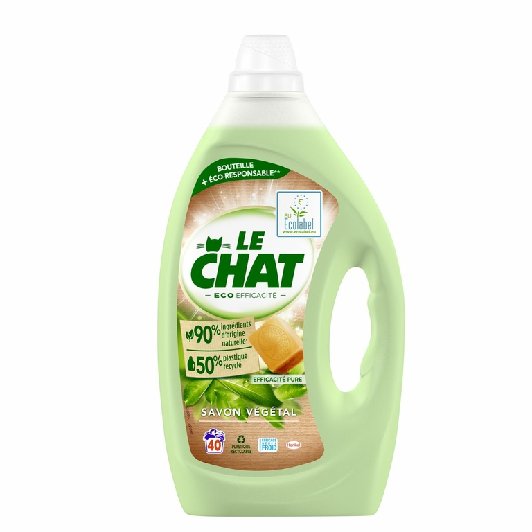 LE CHAT - LESSIVE LIQUIDE ECO-EFFICACITE SAVON VEGETAL Bidon de 2000 ml ...