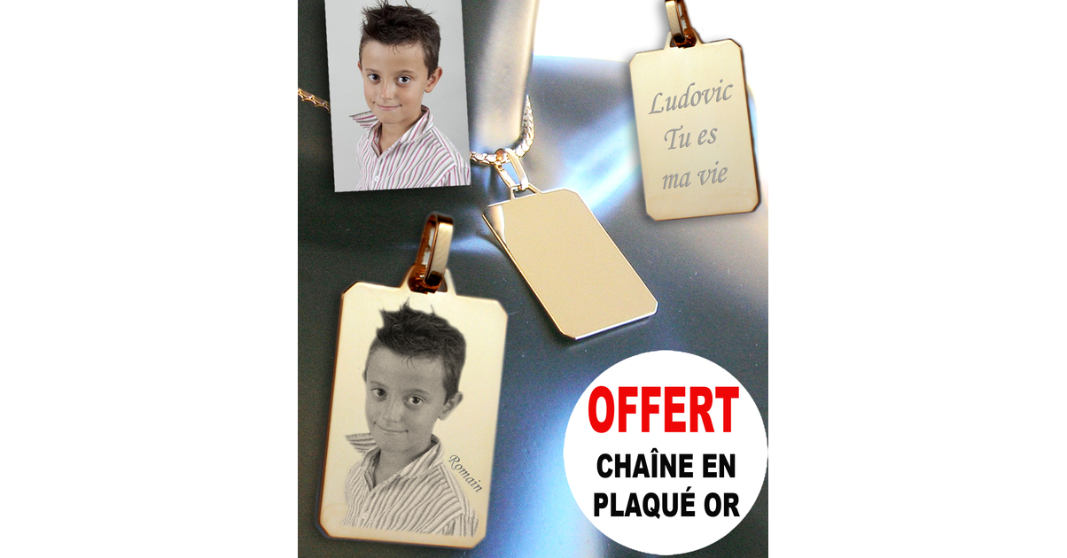 Avis et commentaires de Gravure sur pendentif plaque rectangle - Cadeau ...