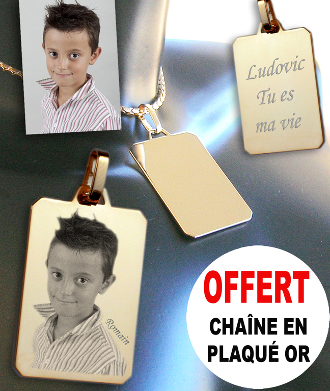 Avis et commentaires de Gravure sur pendentif plaque rectangle - Cadeau ...