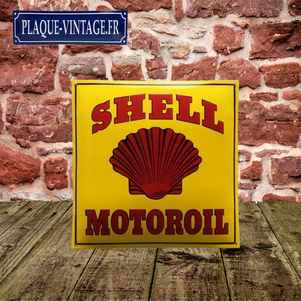 Plaque émaillée Shell 45x45 - Déco vintage et authentique