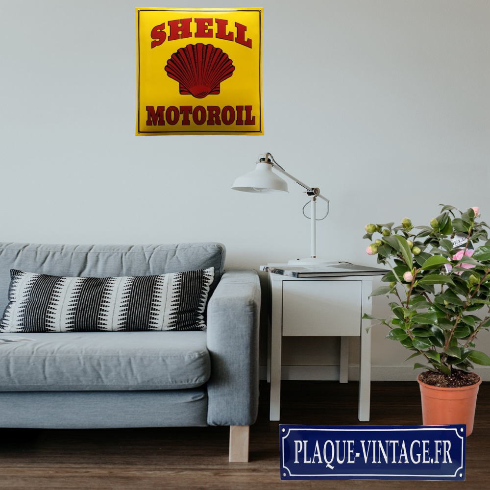 Plaque émaillée Shell 45x45 - Déco vintage et authentique