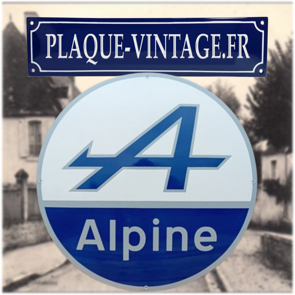 Plaque émaillée Alpine de 50 cm - Déco rétro pour passionnés