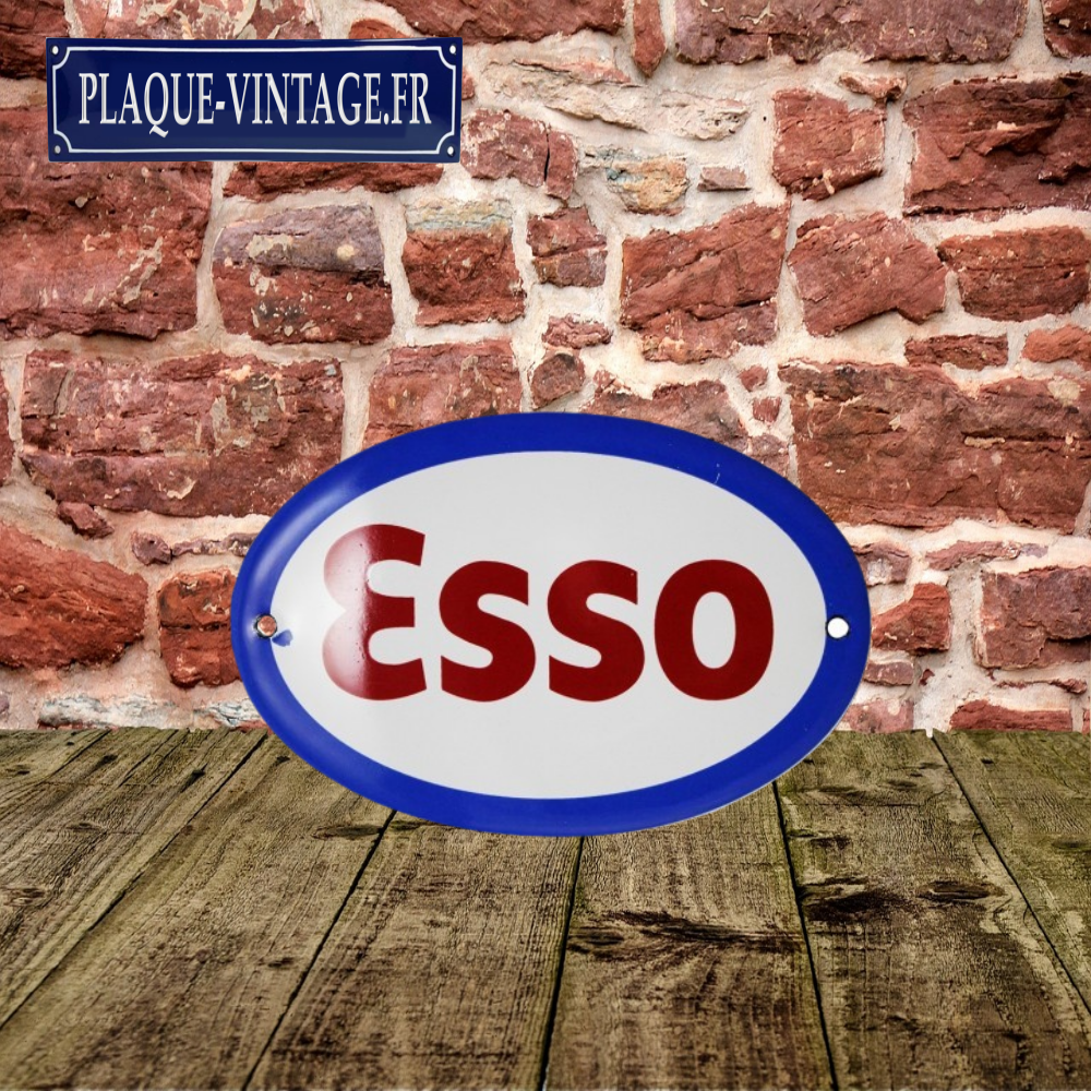 Plaque émaillée Esso logo - Plaque émaillée fabriquée en France