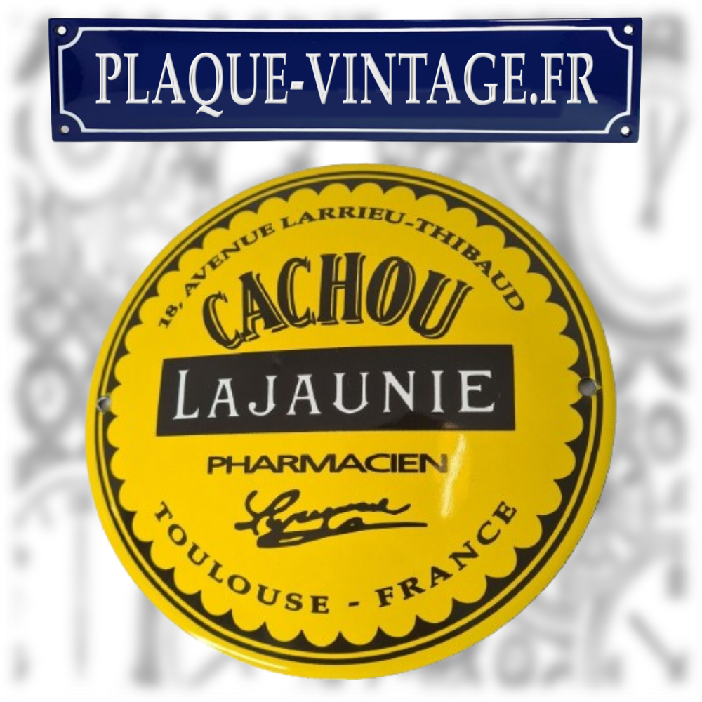 Plaque émaillée Cachou Lajaunie- Déco vintage fabriquée France