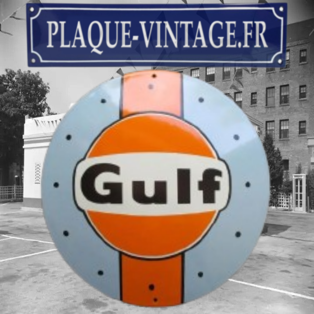 Plaque émaillée Gulf ronde - L'emblème des GT mythiques