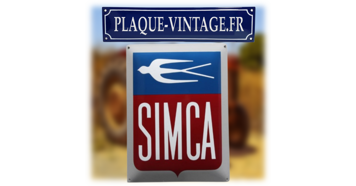 Plaque émaillée Simca - Pour les passionnés de voitures rétro