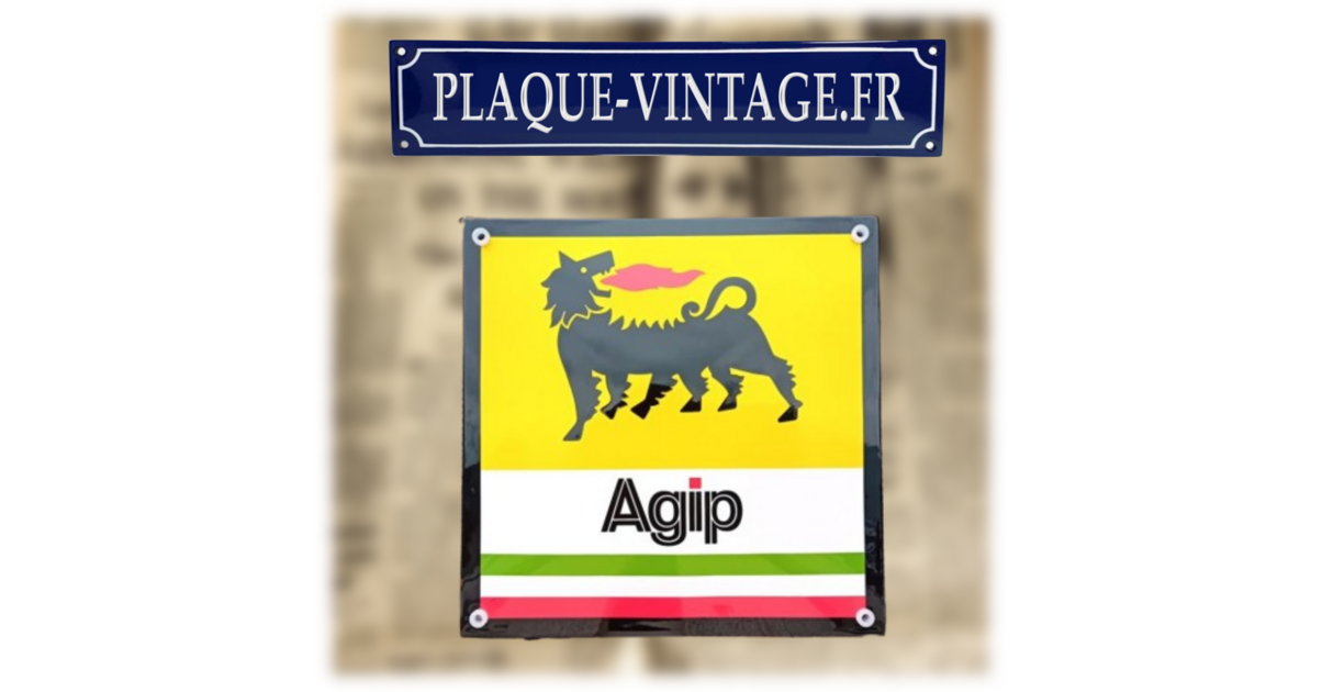 Plaque émaillée Agip - Ajoutez une touche rétro à votre décoration