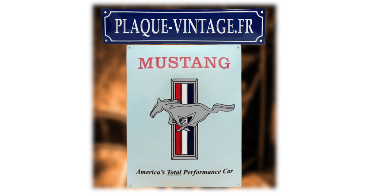 Plaque émaillée Ford Mustang - Déco pour passionnés de muscle-cars