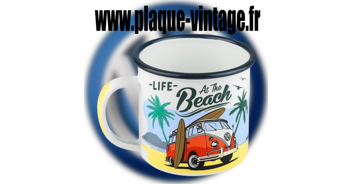 Mug émaillé VW Combi life at the beach - Voyagez avec style