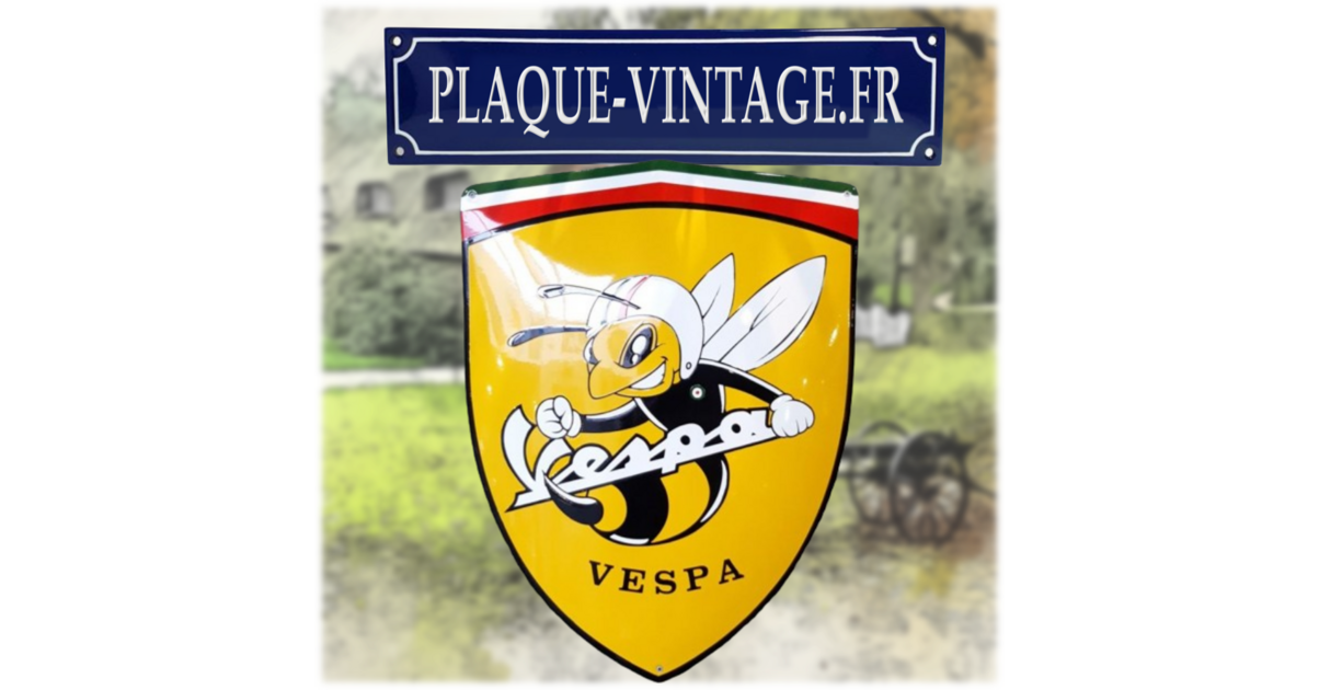Plaque émaillée Vespa vintage - Déco pour passionnés de scooter