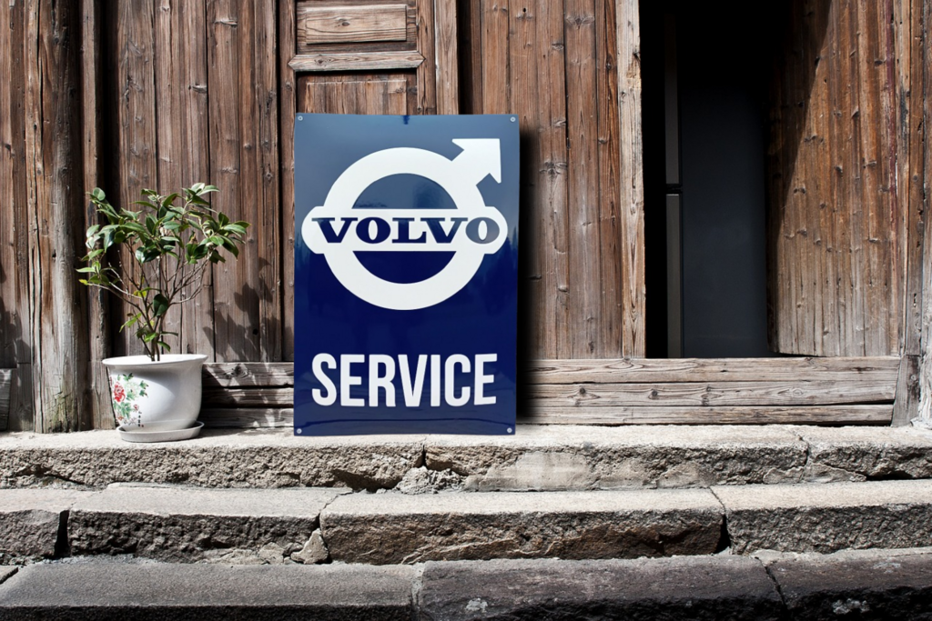 Plaque émaillée Volvo Service de 60cm - Ambiance vintage assurée