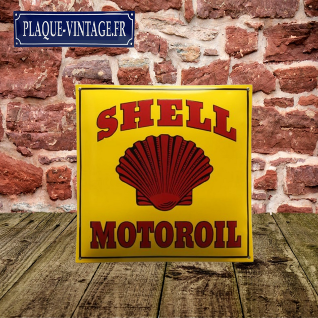 Plaque émaillée Shell 45x45 - Déco vintage et authentique