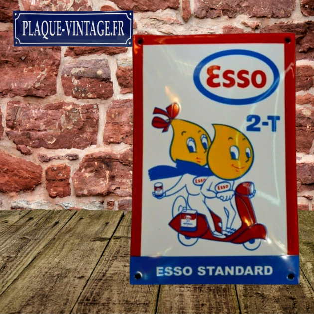 Plaque émaillée Esso 2 temps - Ajoutez du charme à votre déco