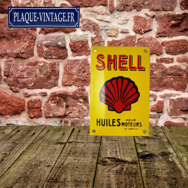 Plaque émaillée Huile Shell - Symbole vintage de la qualité Shell