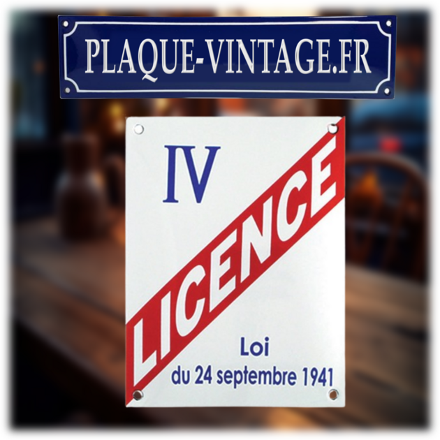 Plaque émaillée Licence IV - Décoration authentique et rétro