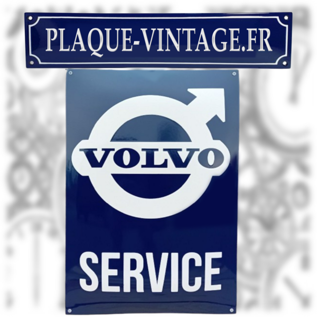 Plaque émaillée Volvo Service de 60cm - Ambiance vintage assurée