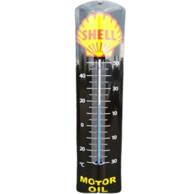 Thermomètre émaillé Shell motor oil : une pièce de collection