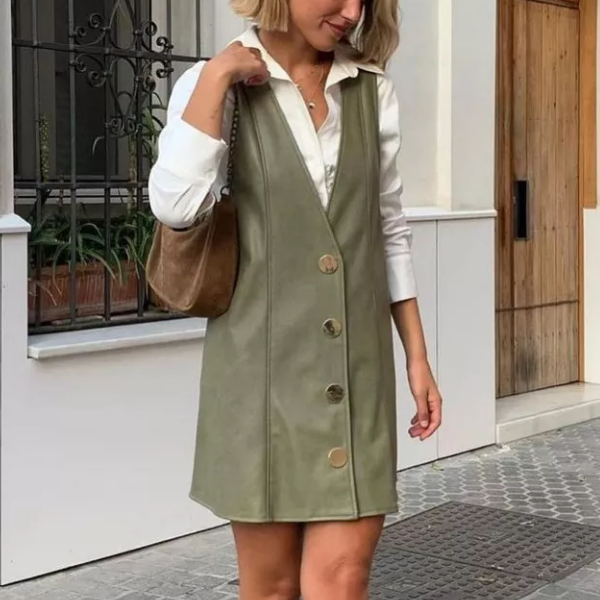 Mini robe Falguière effet cuir femme - L'Atelier des Parisiennes