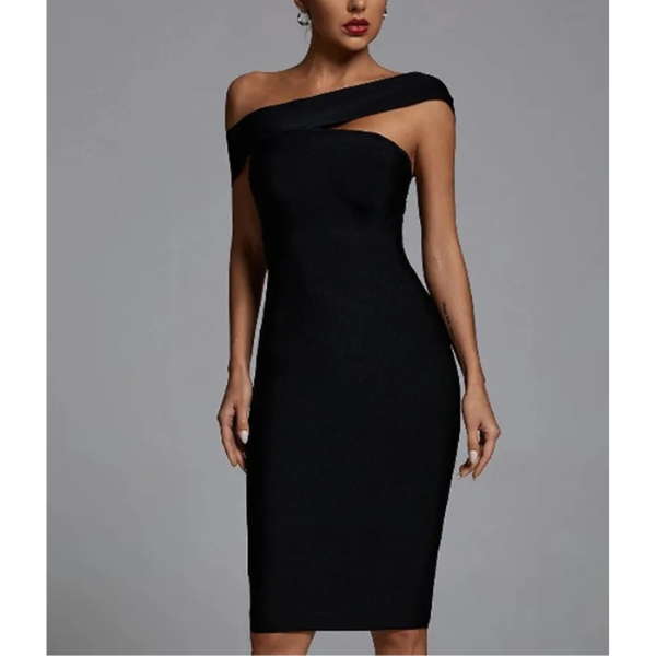 Robe Tara noire moulante pour femme L'Atelier des Parisiennes