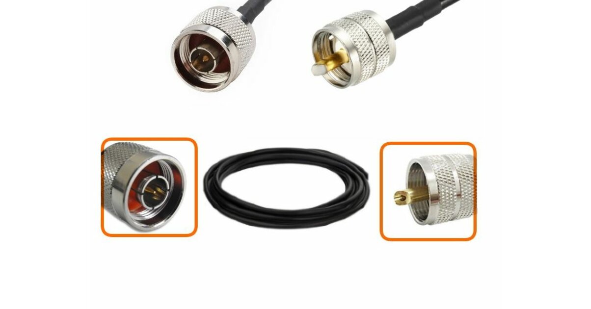 Câble N mâle et UHF PL 259 mâle diamètre 6 mm longueur 1 à 12 mètres