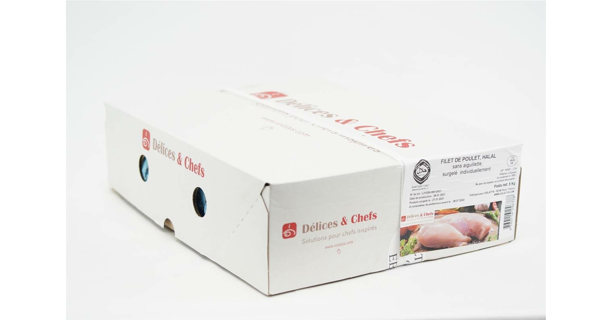 Filet de poulet cru en carton de 5kg - Produits surgelés/Traiteur - SODIBO