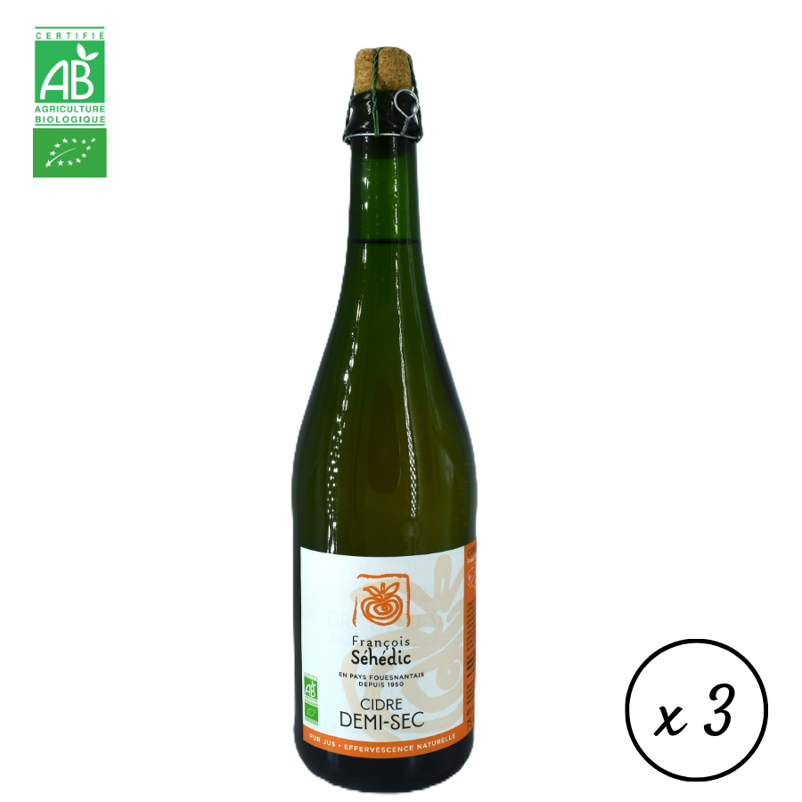 Cidre Séhédic Demi-Sec bio - 3 x 75 cl - Cidres bio/Cidre demi-sec ...