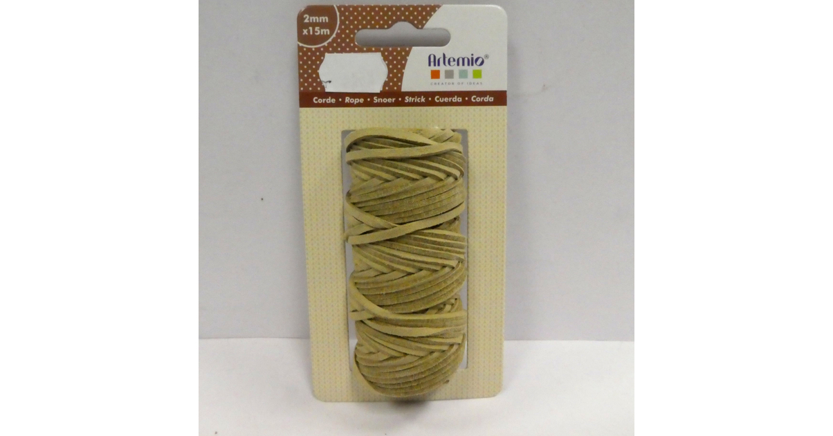 Corde Cuir 2 mm x 15 m ARTEMIO - Fournitures loisirs créatifs