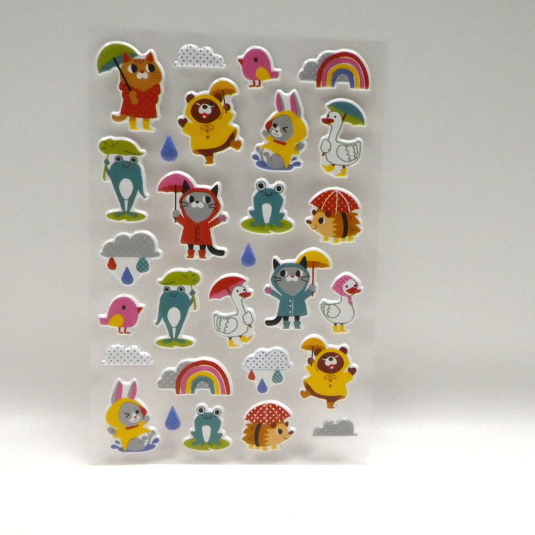 Stickers animaux sous la pluie APLI x 28 - Fournitures de loisirs créatifs
