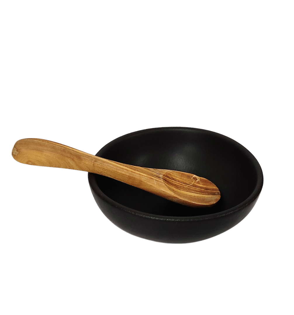 Bol à condiments en Grès émaillé et sa cuillère en bois d'Olivier ...