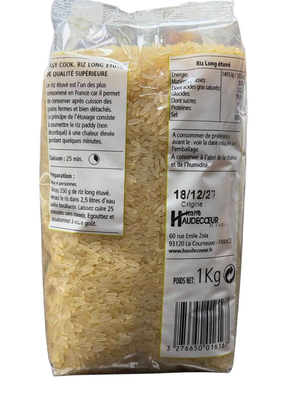 Riz long étuvé 1kg - Nutritif et Facile à Préparer