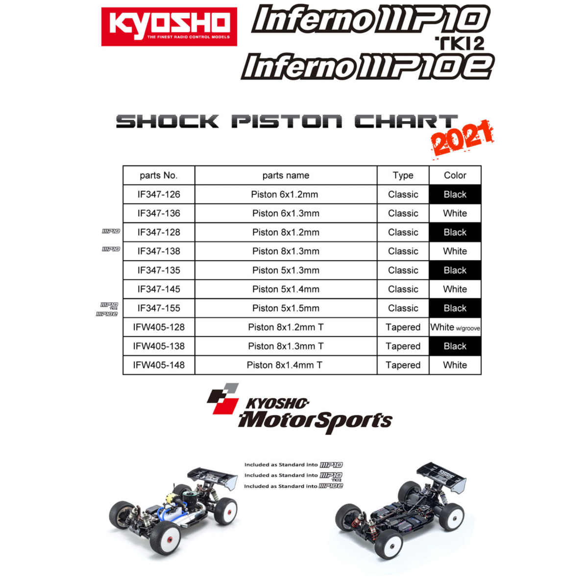Kyosho - Pistons d'amortisseurs 8x1,3mm (2) Big Shock - IF347-138