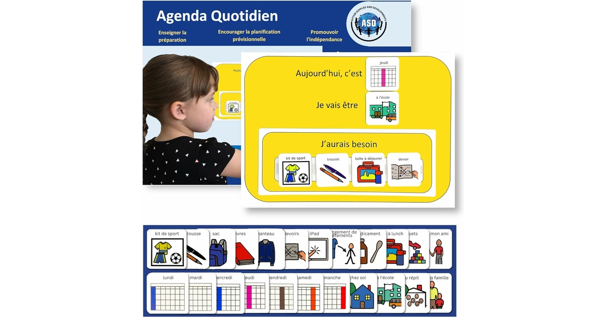 Tableau de routine emploi du temps et calendrier enfant autiste