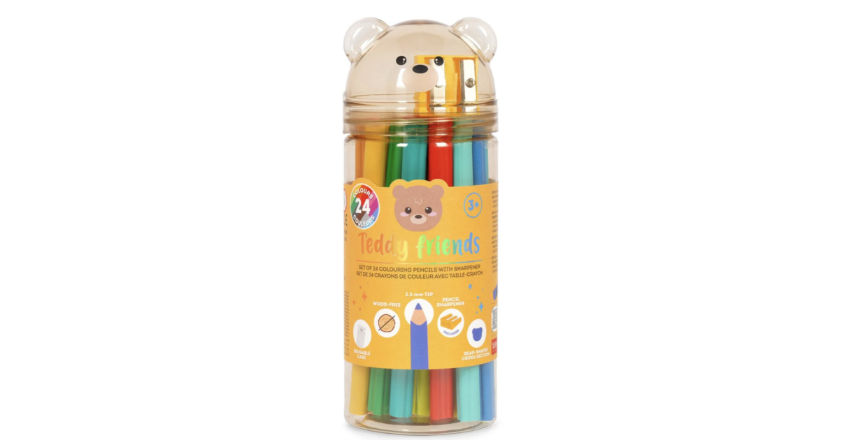 Set de 24 Crayons de Couleur avec Taille-crayon - Teddy Friends ...